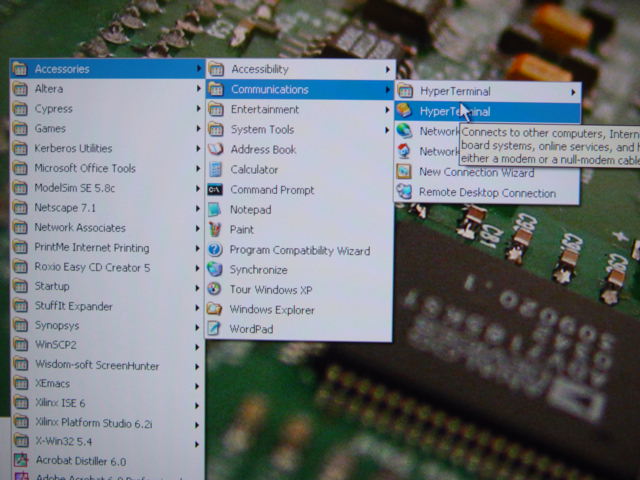 h. Open a serial communication program.
